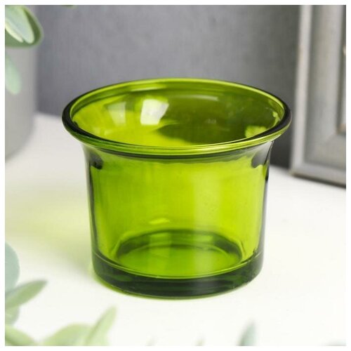 Подсвечник стекло 4,7 х 6,2 х 6,2 см "Глянец", зеленый