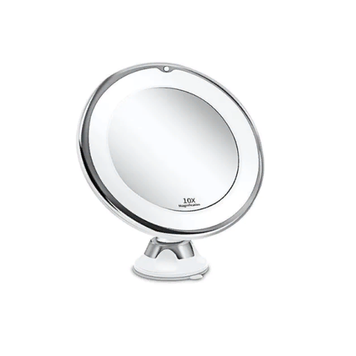 Увеличительное Х10 косметическое настольное зеркало на батарейках, подсветкой и лампочками для макияжа на подставке