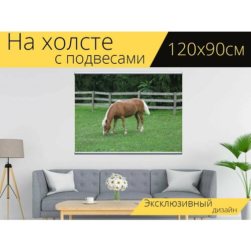 Картина на холсте "Лошадь, ранчо, ферма" с подвесами 120х90 см. для интерьера