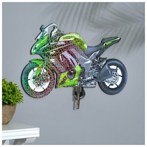 Ключница на стену Зеленый мотоцикл,40х22,5х0,5 см