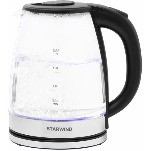 Чайник электрический STARWIND SKG2050, 1800Вт, черный и серебристый