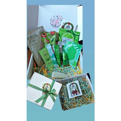 Evazia Подарочный набор по уходу за лицом и телом "Зеленый", 10 предметов