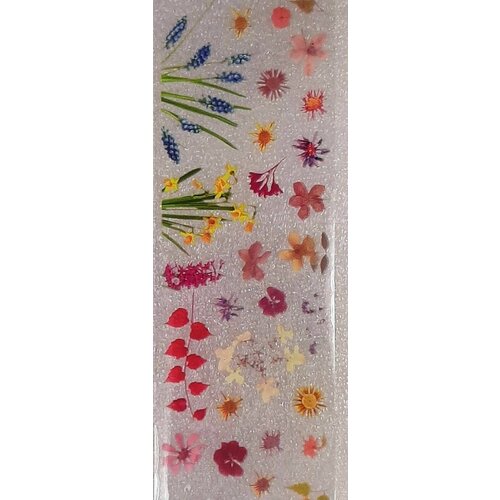 Декор для ногтей - Фольга №133, разноцветный, рисунок цветы, 90 см, 1 шт