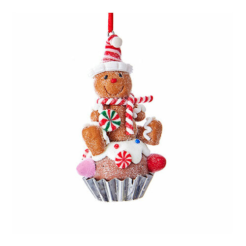 Kurts Adler Елочная игрушка Пряничный человечек - Christmas Cupcake 9 см, подвеска D3166