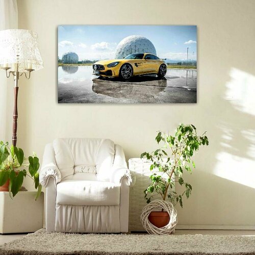 Картина на холсте 60x110 Альянс Лес "Авто спорткар колесо Твин" на подрамнике / интерьер/ декор