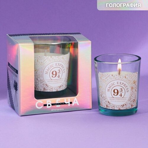 Новогодняя свеча в стакане "Magic express", ваниль, высота 6 см