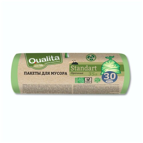 Мешки для мусора Qualita Standart TOP 35 л, 30 шт., зеленый