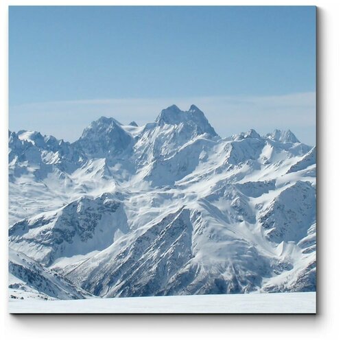 Модульная картина Панорама зимних гор на Кавказе 130x130