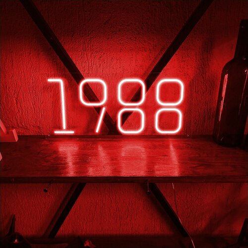 Неоновая табличка Elmarto 1988, 40x18 см, красная