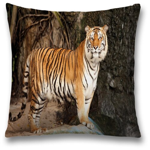 Наволочка декоративная на молнии, чехол на подушку JoyArty "Величественный тигр" 45х45 см