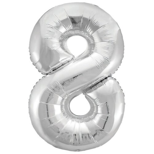 Воздушный шар Leti Slim цифра 8, серебро