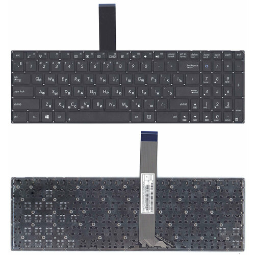 Клавиатура для ноутбука Asus 0KNB0-6108US00, черная без рамки, плоский Enter, контакты расположены с лицевой стороны