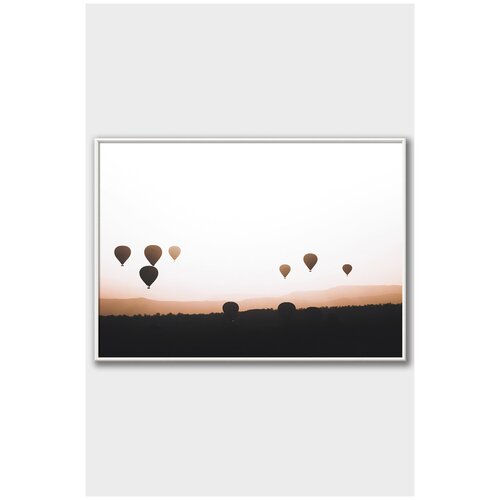 Постер на стену для интерьера Postermarkt Воздушные шары, постер в белой рамке 30х40 см, постеры картины для интерьера в белой рамке