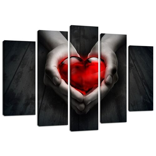 Модульная картина Сердце в руках 80х140 см.