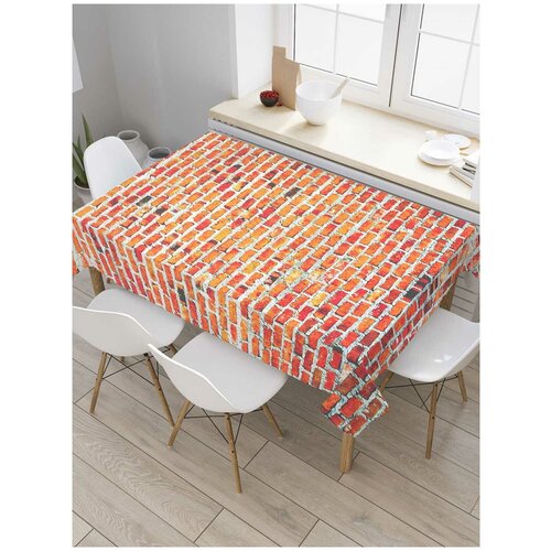 Скатерть прямоугольная JoyArty на кухонный стол "Кирпичная стенка" из оксфорда, 120x145 см