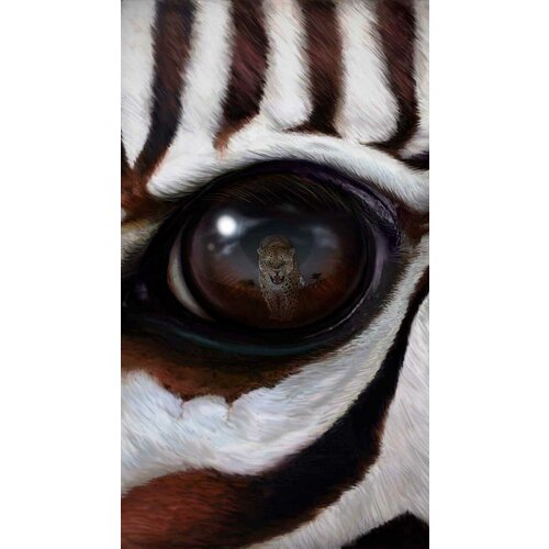 Картина на холсте 60x110 LinxOne "Зебра, глаз, отражение, хищник, вертикальный" интерьерная для дома / на стену / на кухню / с подрамником