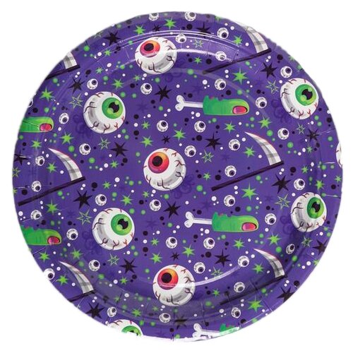 Страна Карнавалия Набор одноразовых бумажных тарелок Глаза, 18 см, 10 шт., фиолетовый
