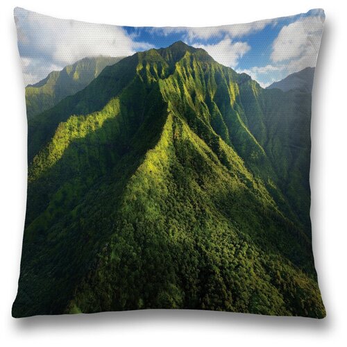 Наволочка декоративная на молнии, чехол на подушку JoyArty "Зеленеющая гора" 45х45 см