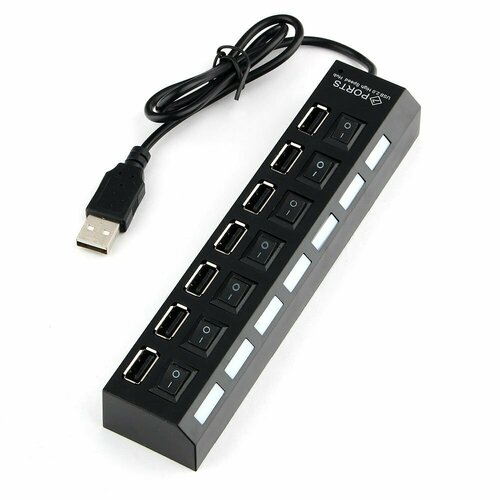 USB-концентратор  Gembird UHB-U2P7-02, разъемов: 7, 55 см, черный