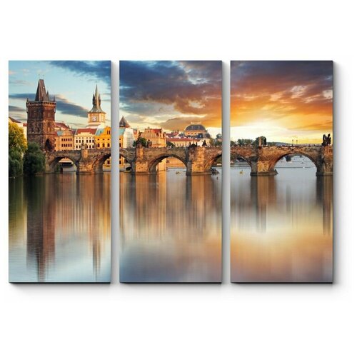 Модульная картина Карлов мост и спокойная Влтава, Прага 100x72