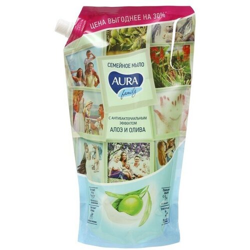 Жидкое мыло Aura с антибактериальным эффектом Олива и сок алоэ, 1 л.