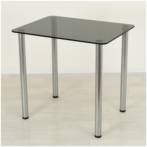 Стеклянный стол для кухни Эдель 10 серый/металлик (1200х750)