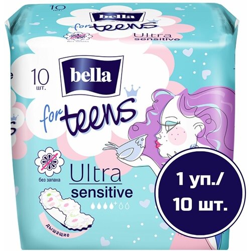 Bella прокладки for teens ultra sensitive, 4 капли, 10 шт., белый