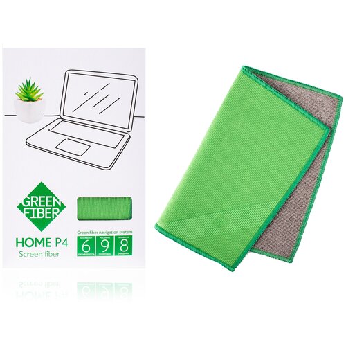Салфетка для экранов (компьютеры, ноутбуки, планшеты) HOME P4, серо-зеленый, 15х20 см