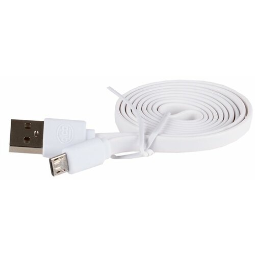 Кабель - провод для зарядки смартфона и других устройств, плоский USB 2,0 / Micro USB , белый