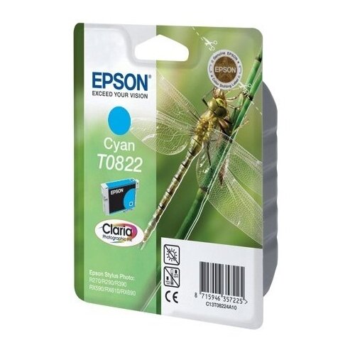 Картридж Epson C13T08224A10, 890 стр, голубой