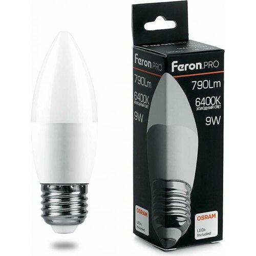 Светодиодная лампа Feron.PRO Лампа светодиодная Feron. PRO LB-1309 Свеча E27 9W 6400K OSRAM LED 38064