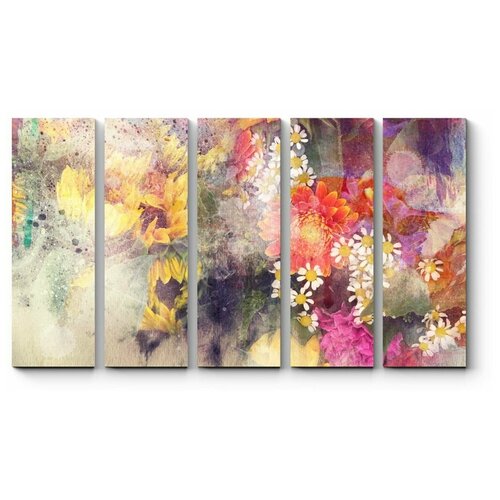 Модульная картина Подсолнухи и полевые цветы 130x78