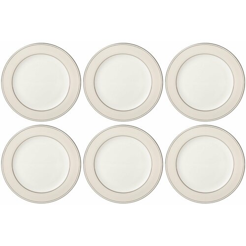 Набор тарелок обеденных столовых 25.5 см на 6 персон Lefard Infinity, фарфор, Мелкие Белые, 6 шт набор посуды