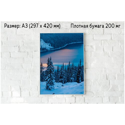 Плакат на стену "Зимний пейзаж" / Формат А3 (30х42 см) / Постер для интерьера