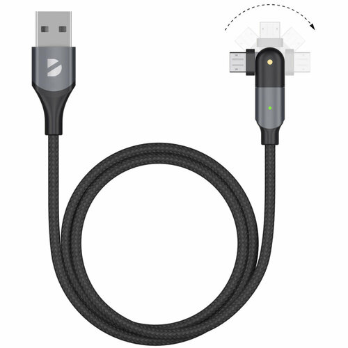 Кабель USB-MicroUSB 1.2m черный Deppa (72324) поворотный