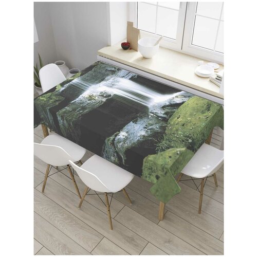 Скатерть прямоугольная JoyArty на кухонный стол "Водопад с камнями" из оксфорда, 180x145 см