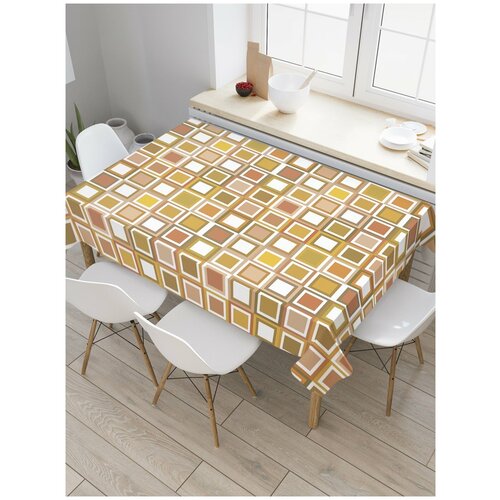 Скатерть прямоугольная JoyArty на кухонный стол "Абстракция квадратов" из оксфорда, 120x145 см