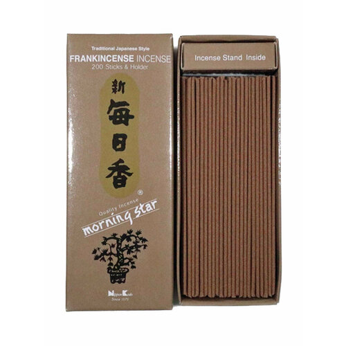 Японские благовония Ладан (Frankincense, серия Morning Star) палочки ароматические, 200 шт. + подставка
