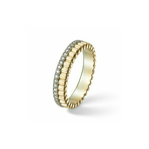 Кольцо обручальное Oriental, комбинированное золото, 585 проба, бриллиант, размер 18