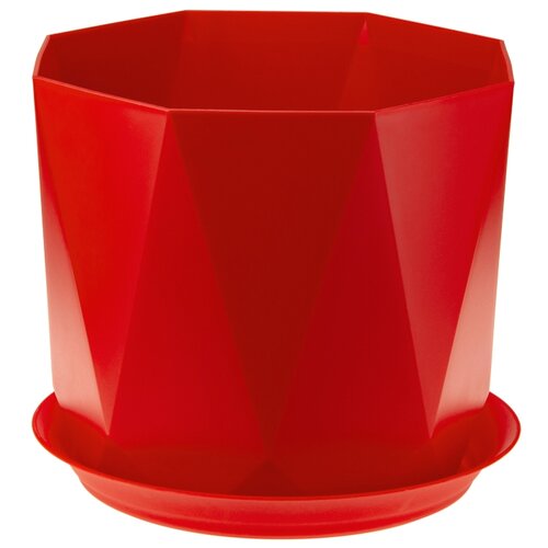 Кашпо IDEA (М-Пластика) с поддоном Призма, 2.6л, 17.5x15 см, красный