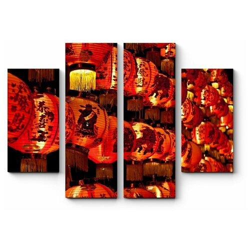 Модульная картина Теплый свет китайских фонариков 190x143