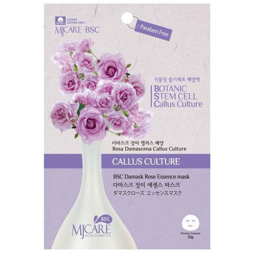 MIJIN Cosmetics тканевая маска MJ Care BSC Damask rose Essence с дамасской розой, 25 г, 25 мл
