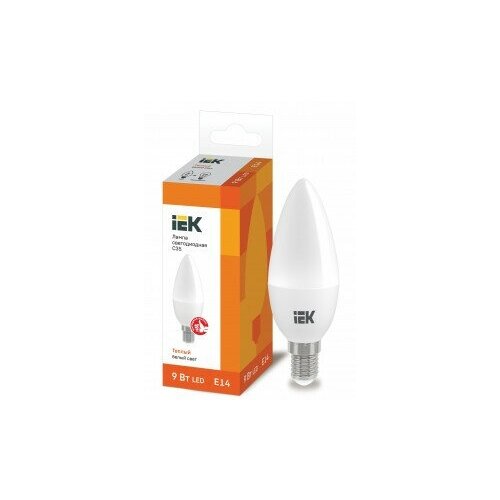 Светодиодная LED лампа IEK свеча C35 E14 9W(810lm) 3000К 3K ECO LLE-C35-9-230-30-E14 (упаковка 16 штук)