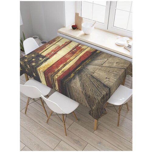 Скатерть прямоугольная JoyArty "Флаг США винтаж" из сатена, 120x145 см