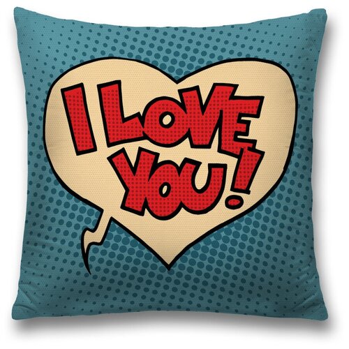 Наволочка декоративная на молнии, чехол на подушку JoyArty "Сердце в стиле поп-арт" 45х45 см