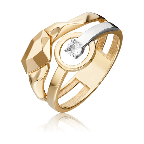 Кольцо PLATINA, комбинированное золото, 585 проба, родирование, топаз, размер 16, серебряный, золотой