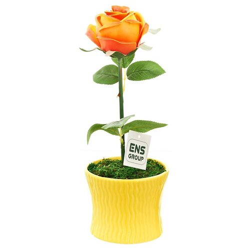 ENS Композиция декоративная с подсветкой Чайная роза, 33 см 1 оранжевый/желтый/зеленый 12 см 12 см 33 см
