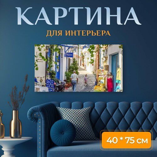 Картина на холсте "Греция, скопелос, глосса" на подрамнике 75х40 см. для интерьера