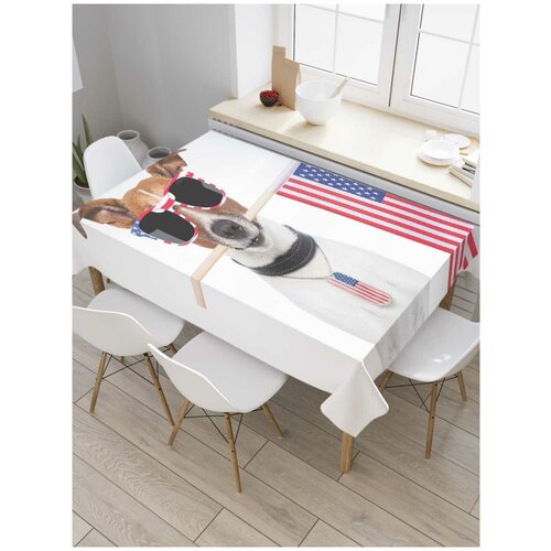 Скатерть прямоугольная JoyArty на кухонный стол "Фанат Америки" из оксфорда, 120x145 см