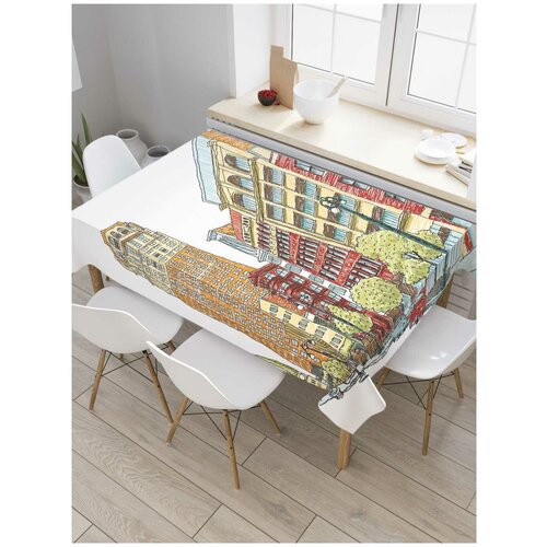Скатерть прямоугольная JoyArty на кухонный стол "Нарисованный Детройт" из оксфорда, 120x145 см
